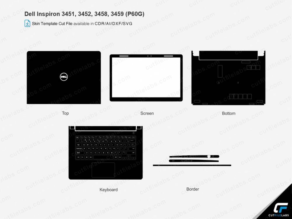 Dell Inspiron 3451, 3452, 3458, 3459 (P60G) (2014, 2015) Cut File ...