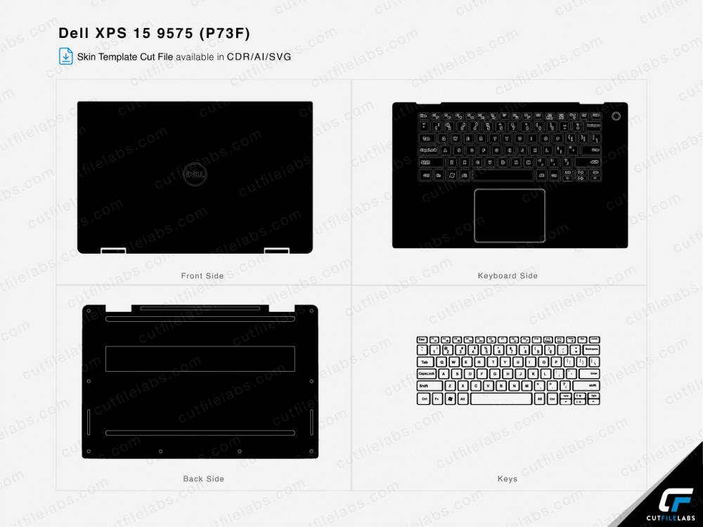 Dell XPS 15 9575 (P73F) (2018) Cut File Template | CutFileLabs