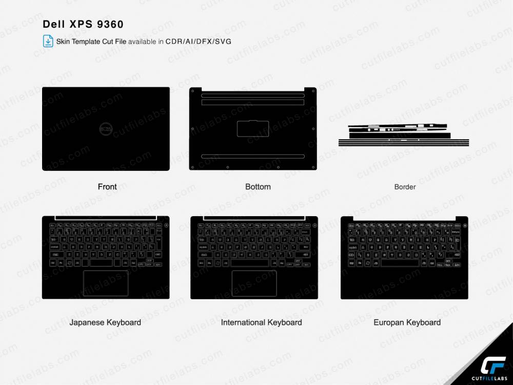 Dell XPS 13 9360, 9343, 9350 (P54G) (2015, 2016, 2017) Cut File ...