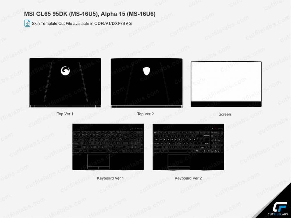MSI GL65 95DK MS 16U5 Alpha 15 MS 16U6 Cut File Template Cut