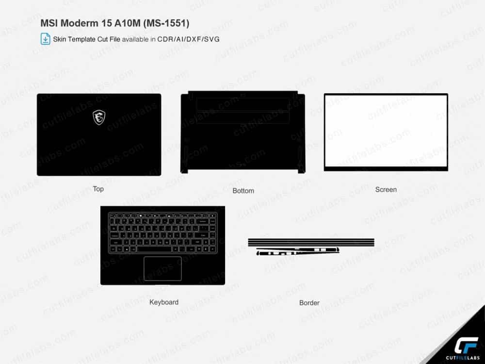 MSI Modern 15 A10 (MS-1551) Series (2020) Cut File Template | CutFileLabs