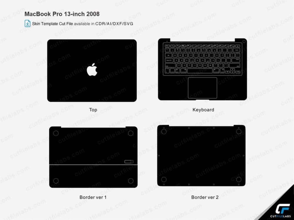 MacBook Pro 13 inch (A1278) (2009-2012) Cut File Template | CutFileLabs