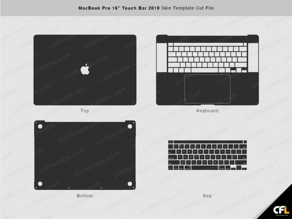 Macbook Pro 16 inch (A2141) (2019) Cut File Template | CutFileLabs