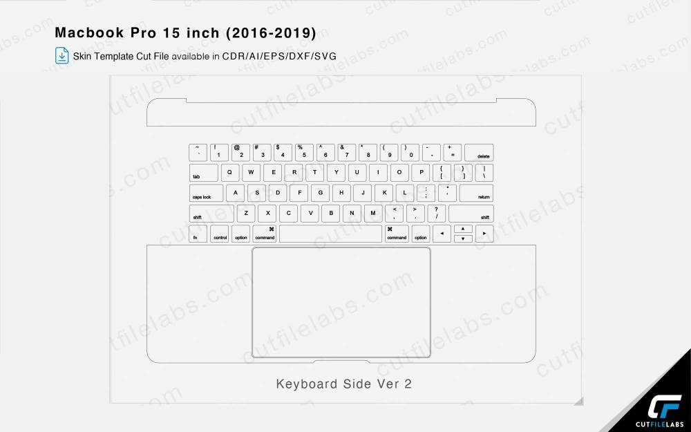 MacBook Pro 15 inch (A1707) (2016-2019) Cut File Template | CutFileLabs