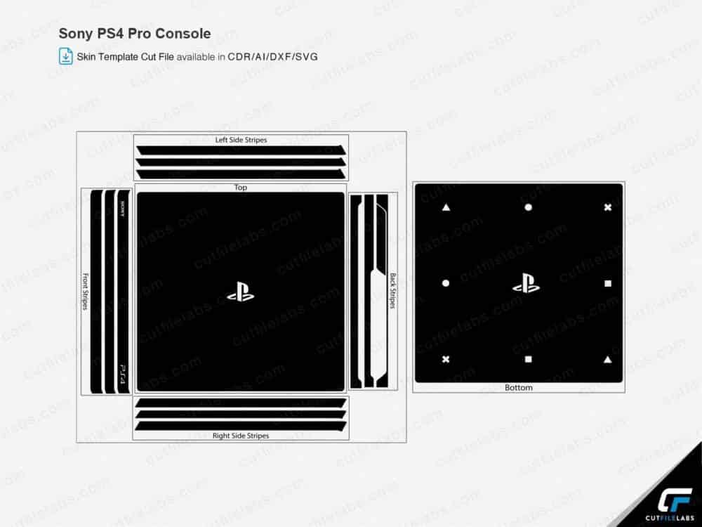 Sony PS4 Pro Console (2016) Cut File Template | CutFileLabs