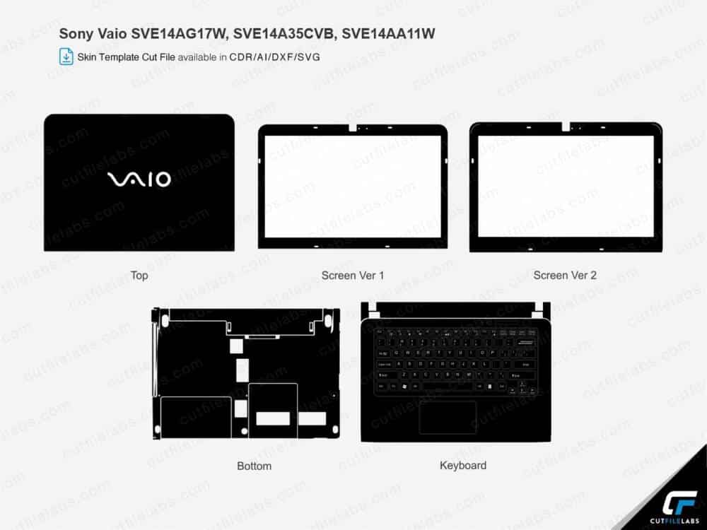 Sony Vaio SVE14AG17W, SVE14A35CVB, SVE14AA11W (2021) Cut File Template ...