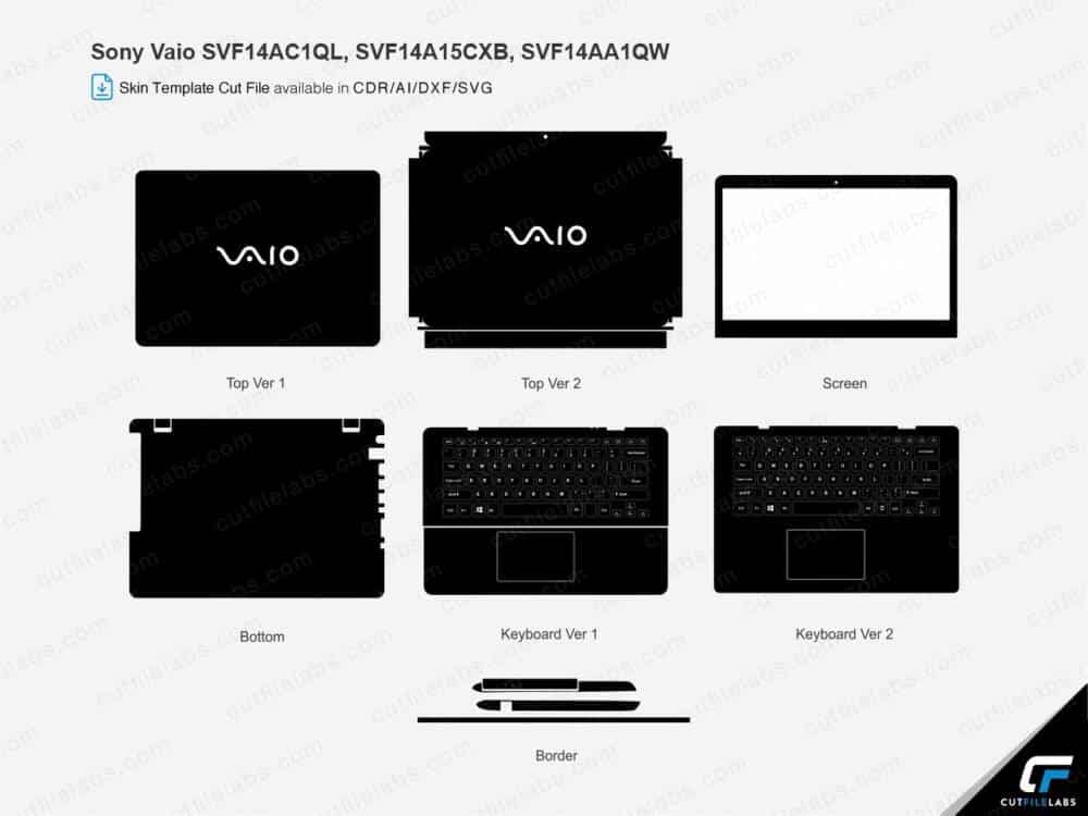 Sony Vaio SVF14AC1QL, SVF14A15CXB, SVF14AA1QW (2014) Cut File Template ...