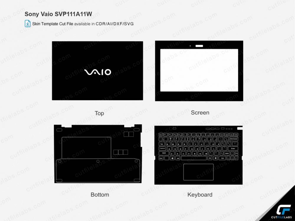 Sony Vaio SVE111A11W (2016) Cut File Template | Cut File Labs