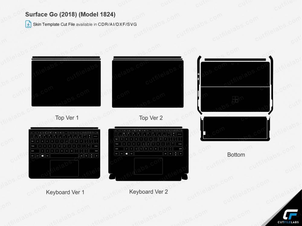 Surface Go (2018) (Model 1824) Cut File Template Vector | CutFileLabs