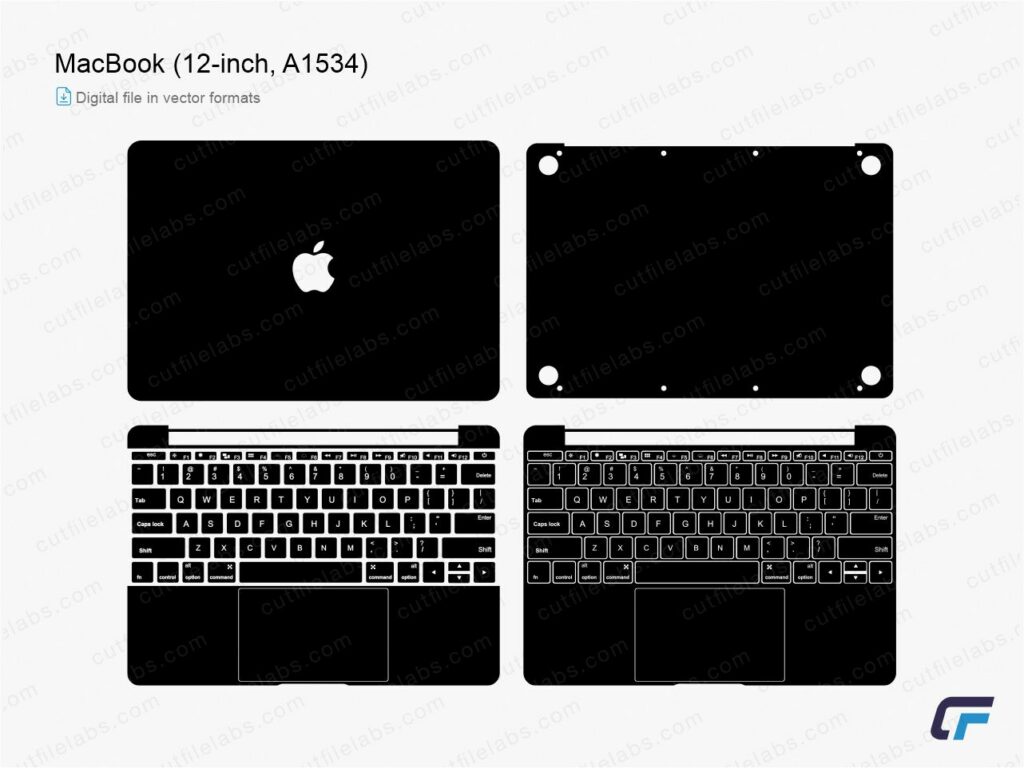 MacBook (12-inch, A1534) (2015, 2016, 2017) Cut File Template | CutFileLabs